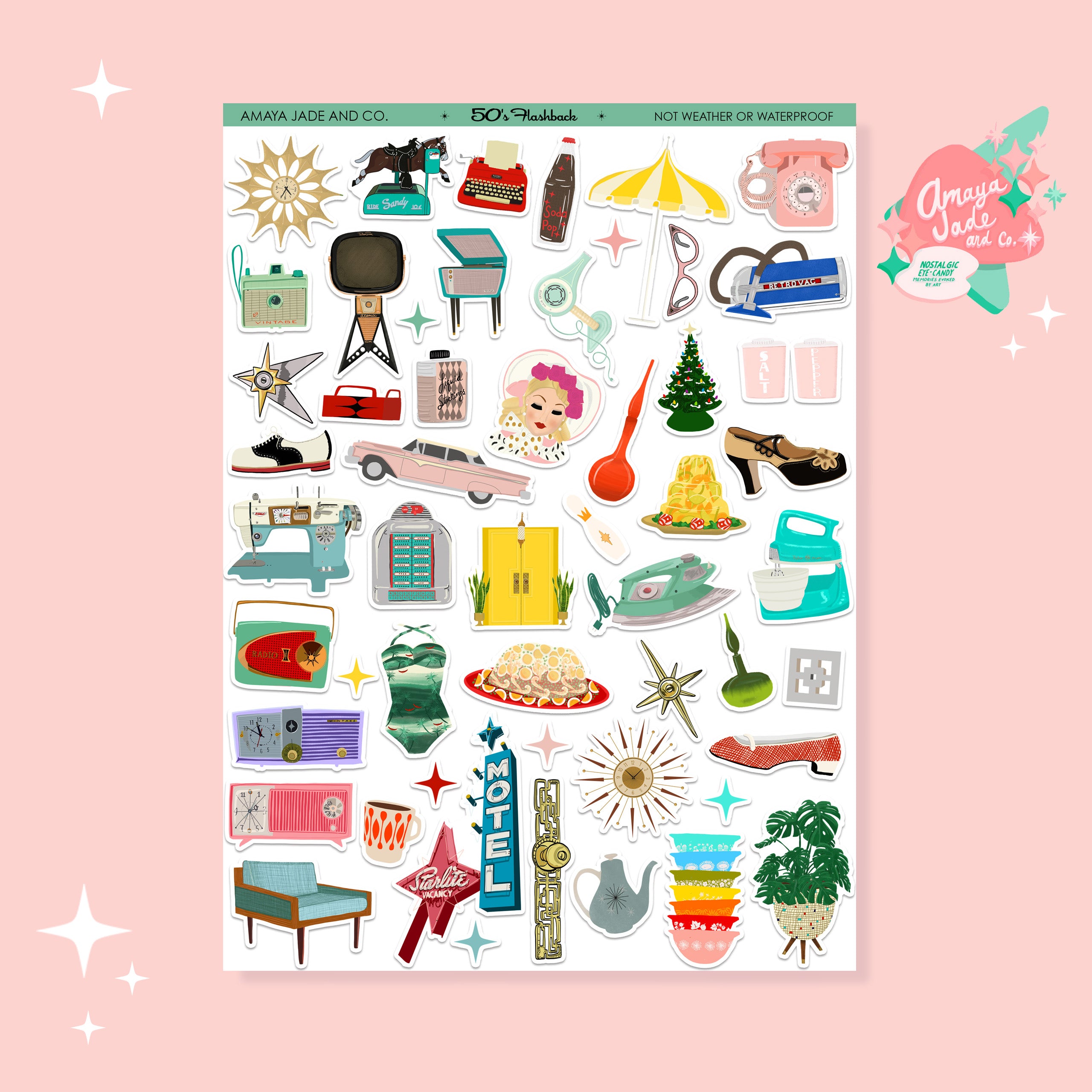50's Flashback Art Sticker Set – Amaya Jade and Co