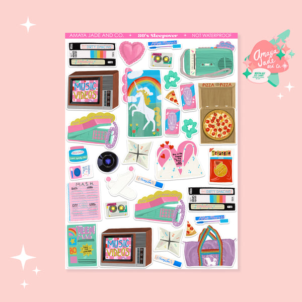 80's Sleepover Art Sticker Set – Amaya Jade and Co