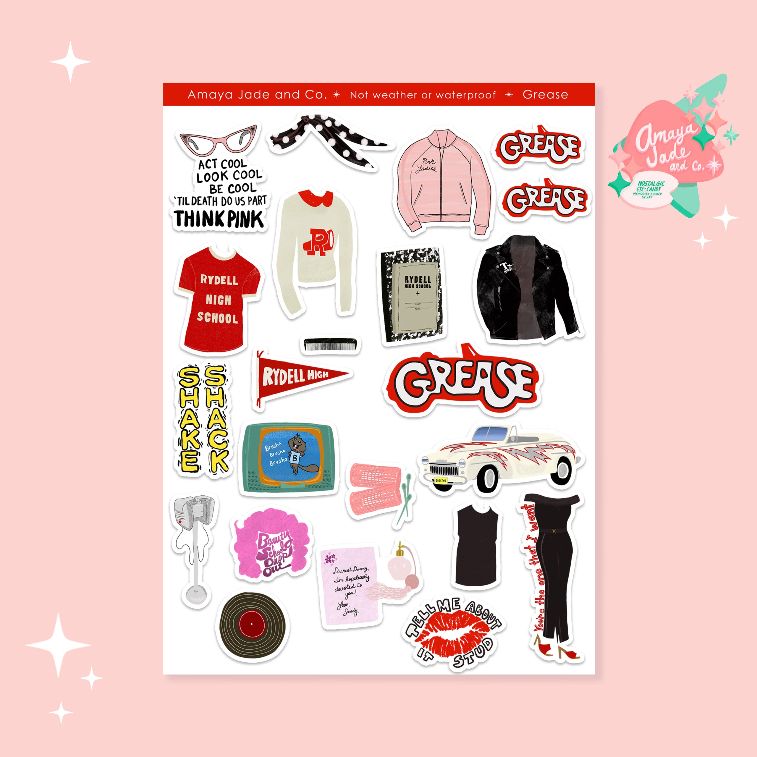 Grease Art Sticker Set #1 – Amaya Jade and Co