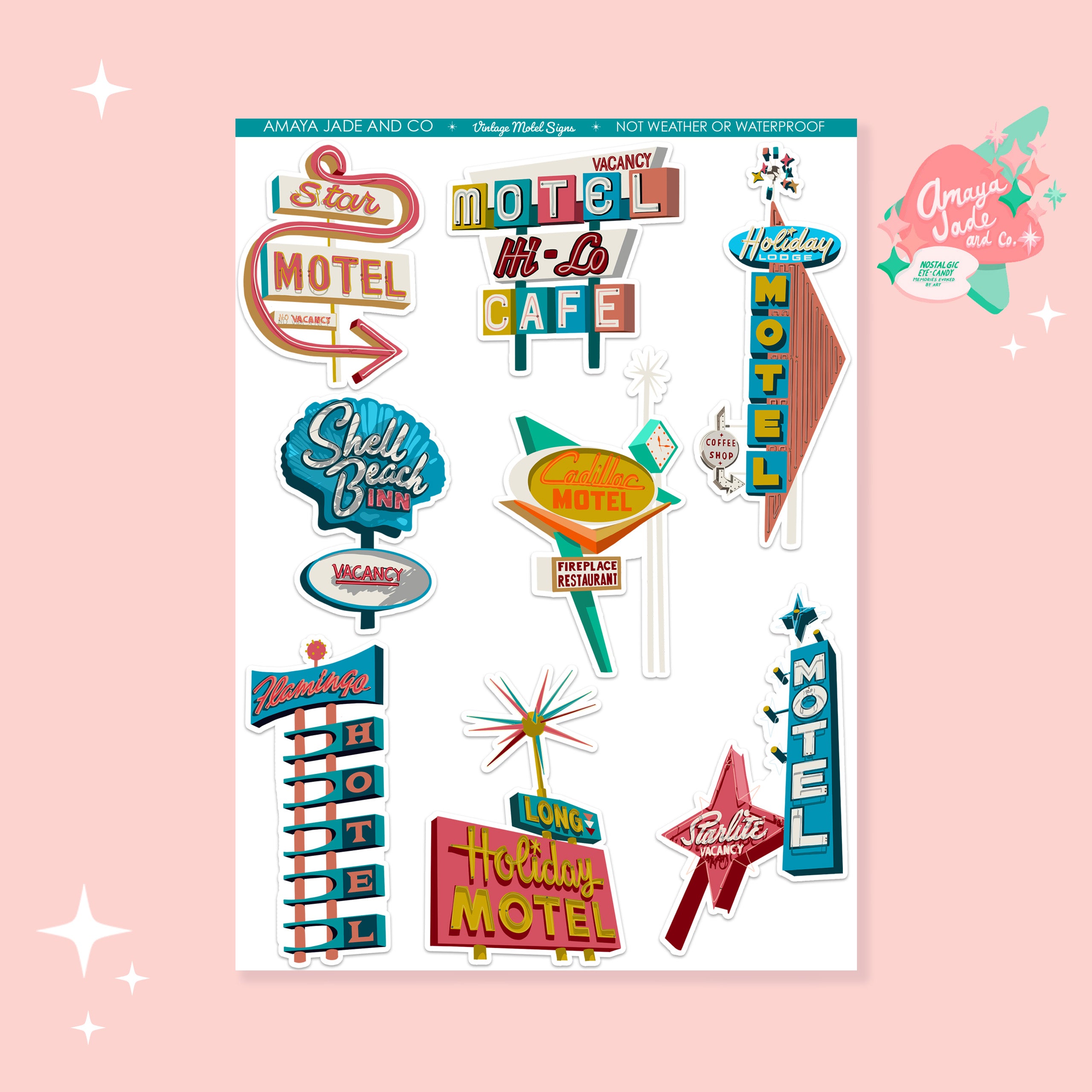 Hotel Motel Vintage Sign Art Sticker Set – Amaya Jade and Co