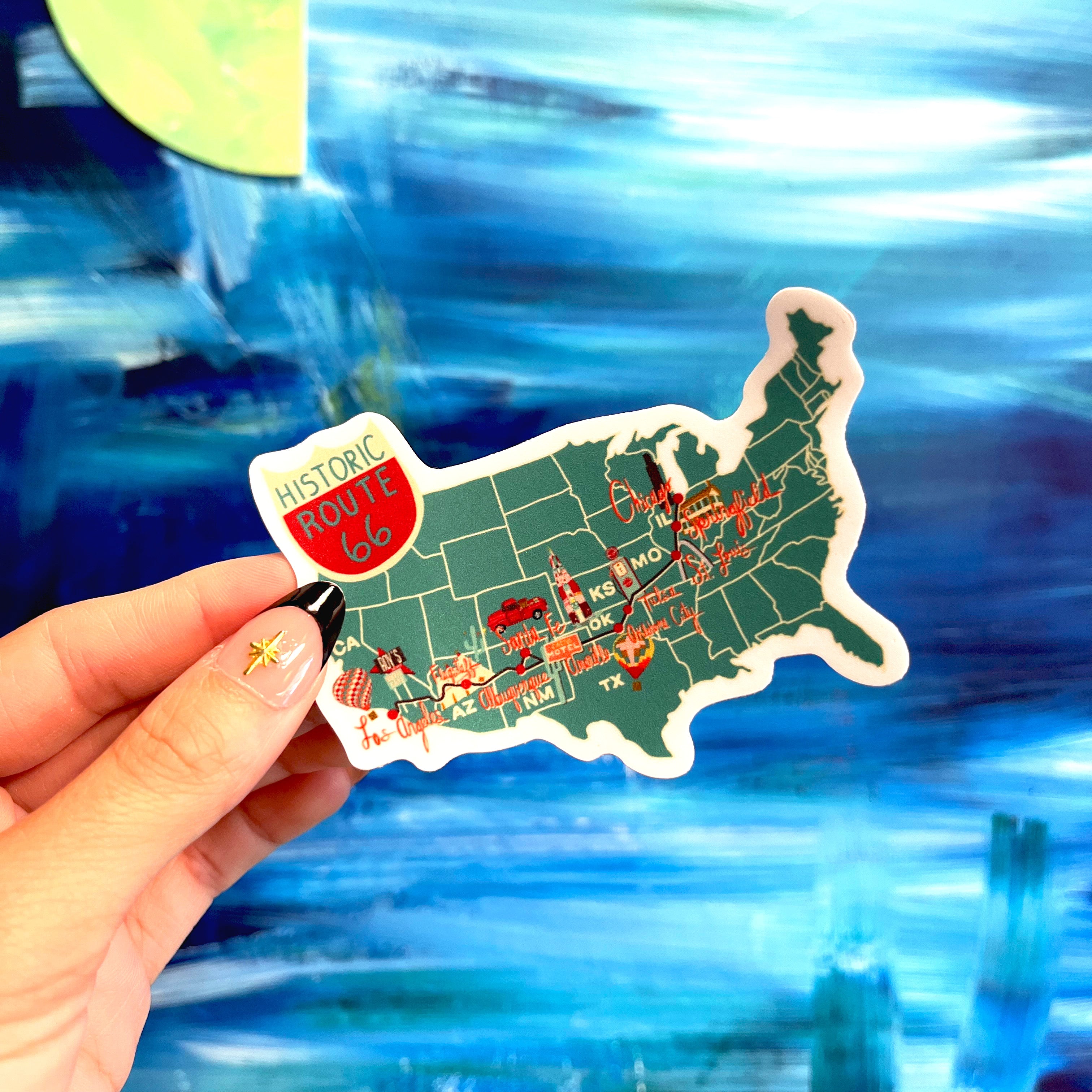 Route 66 Map Vinyl Sticker – Amaya Jade and Co