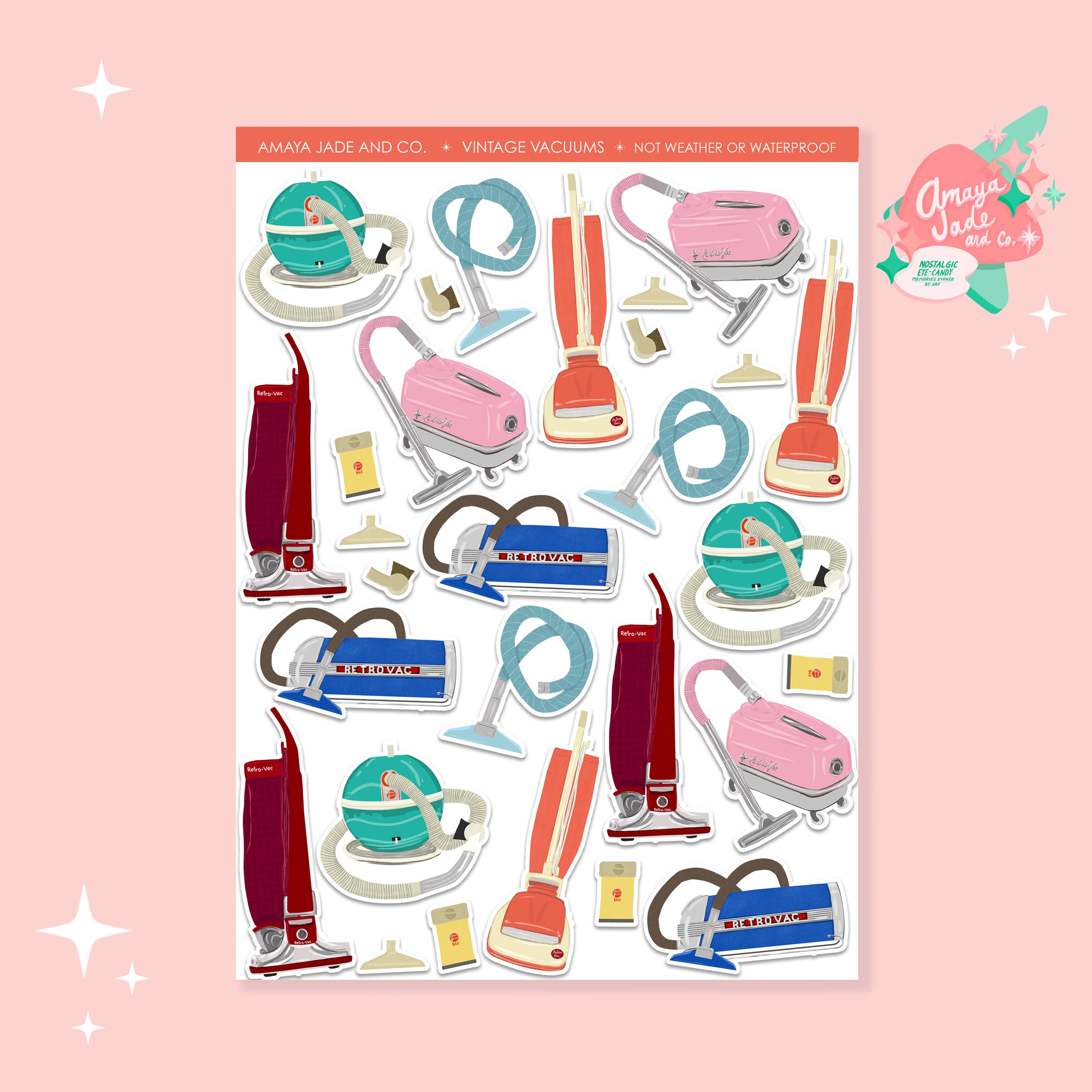 Vintage Vacuums Art Sticker Set – Amaya Jade and Co