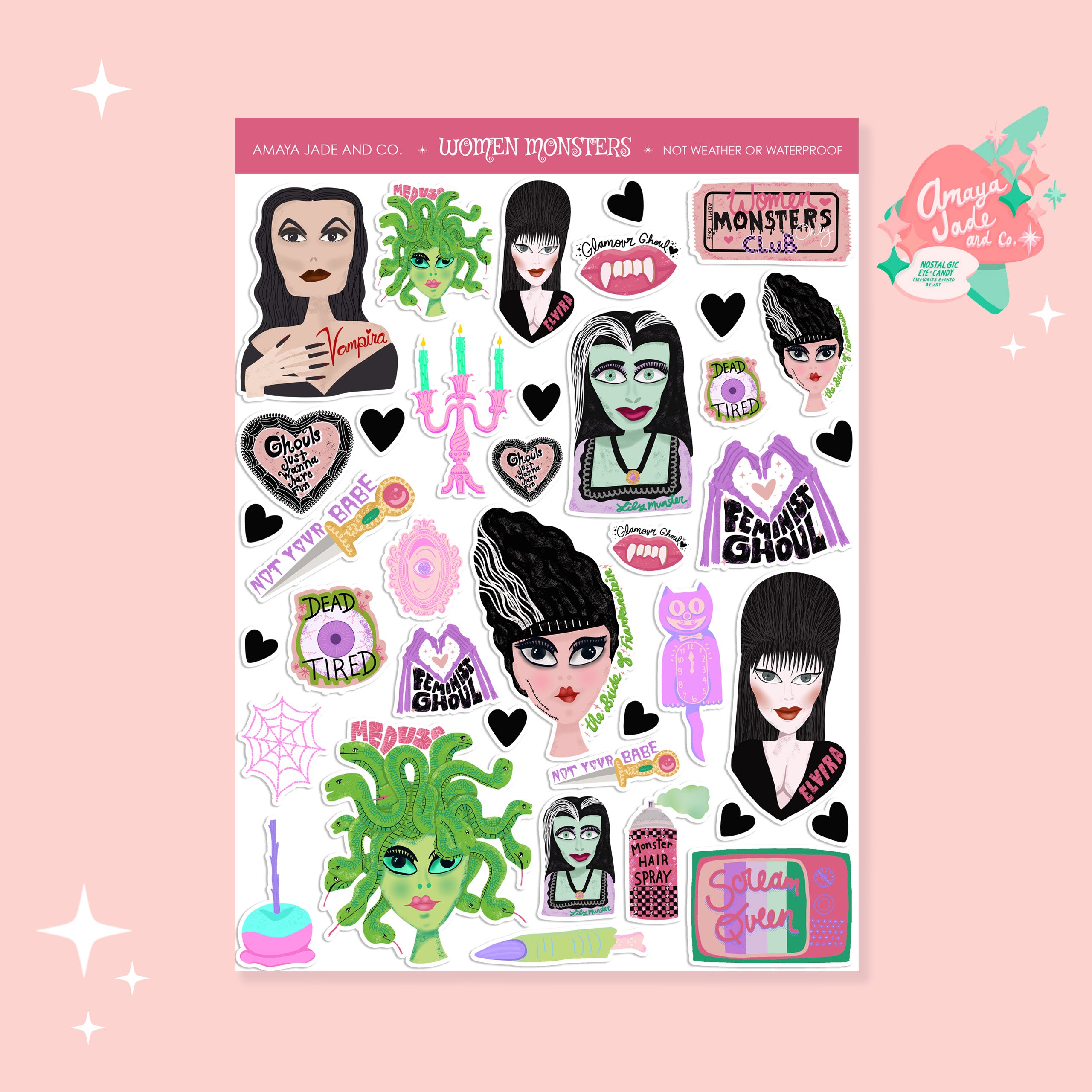 Women Monsters Art Sticker Set – Amaya Jade and Co