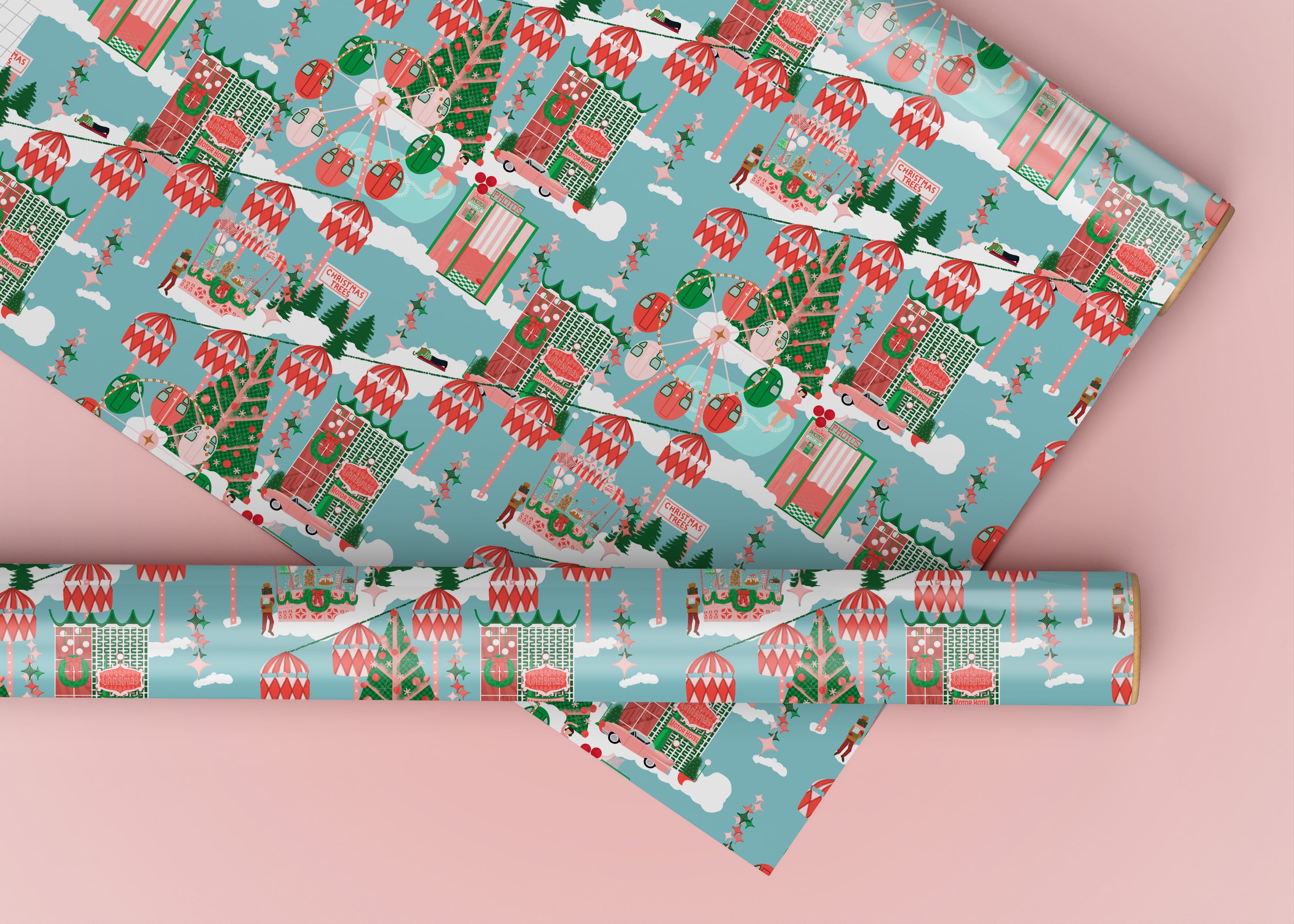 Mod Christmas Fair Specialty Art Wrapping Paper One of a Kind – Amaya ...