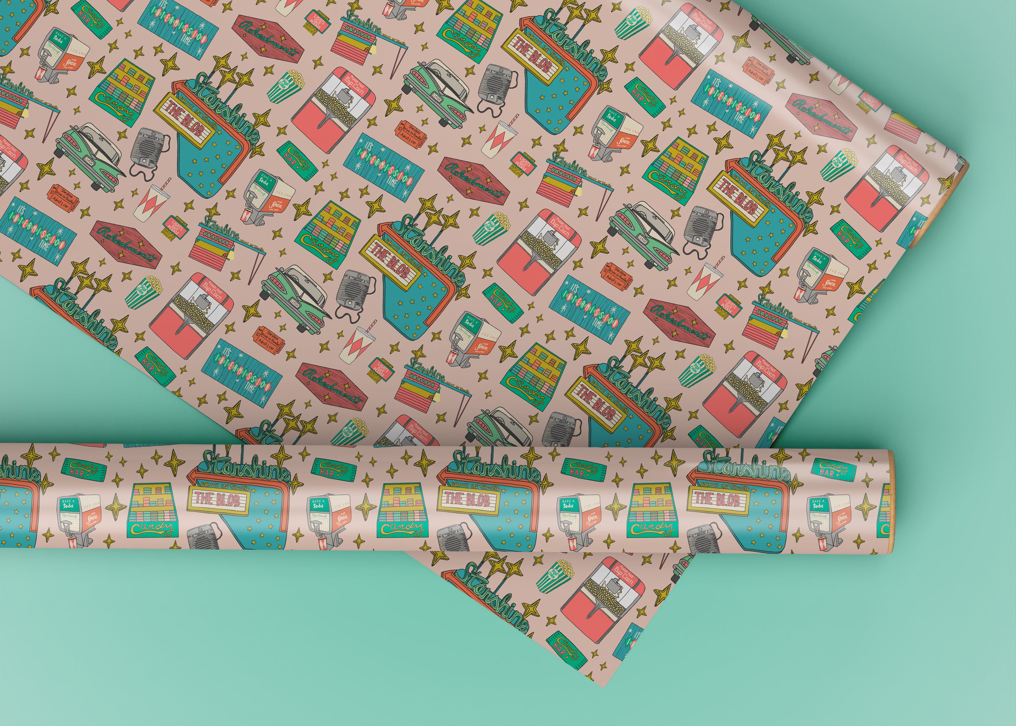 Drive-In Theater Specialty Art Wrapping Paper One of a Kind – Amaya ...