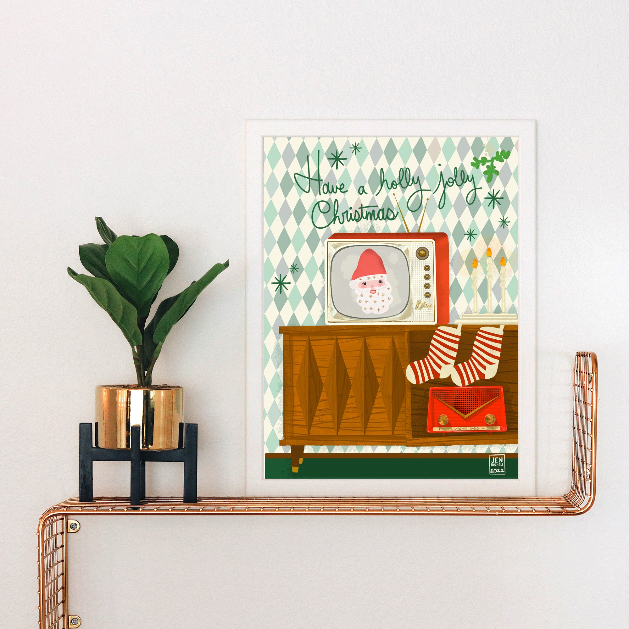 Have a Holly Jolly Retro Christmas Art Print – Amaya Jade and Co