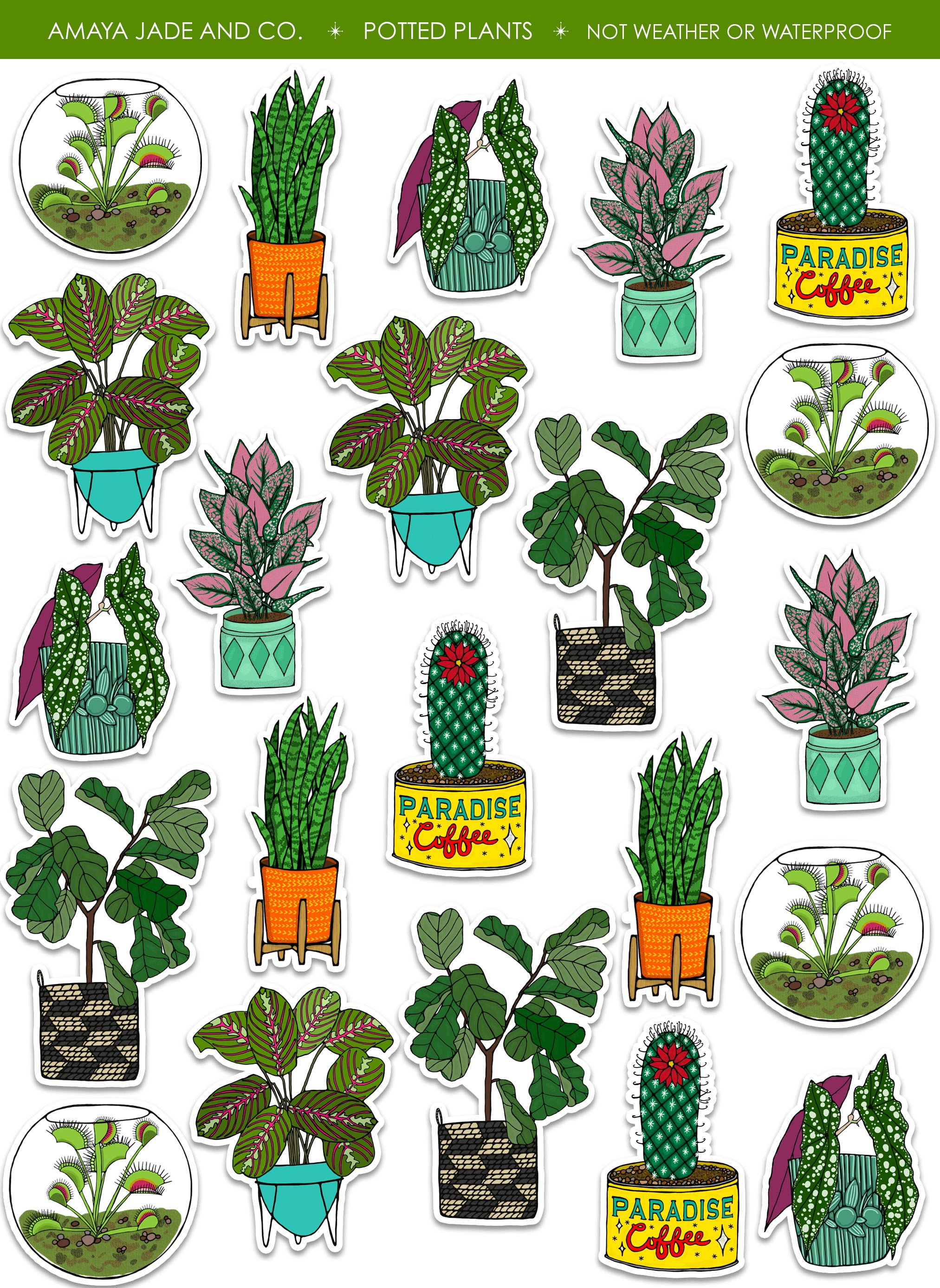 Potted Plants Sticker Set – Amaya Jade and Co