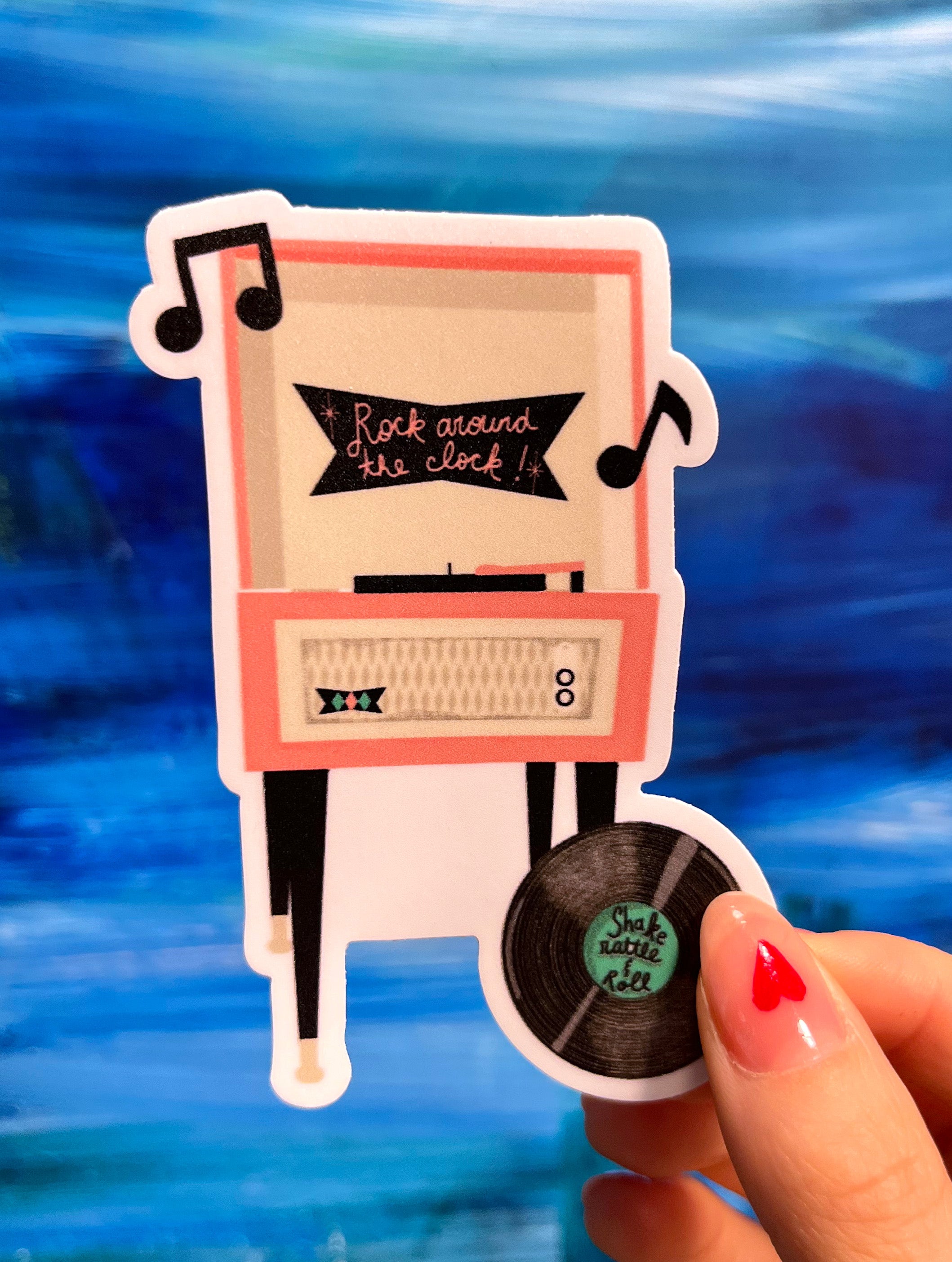 Vintage Pink Record Player Vinyl Sticker – Amaya Jade and Co