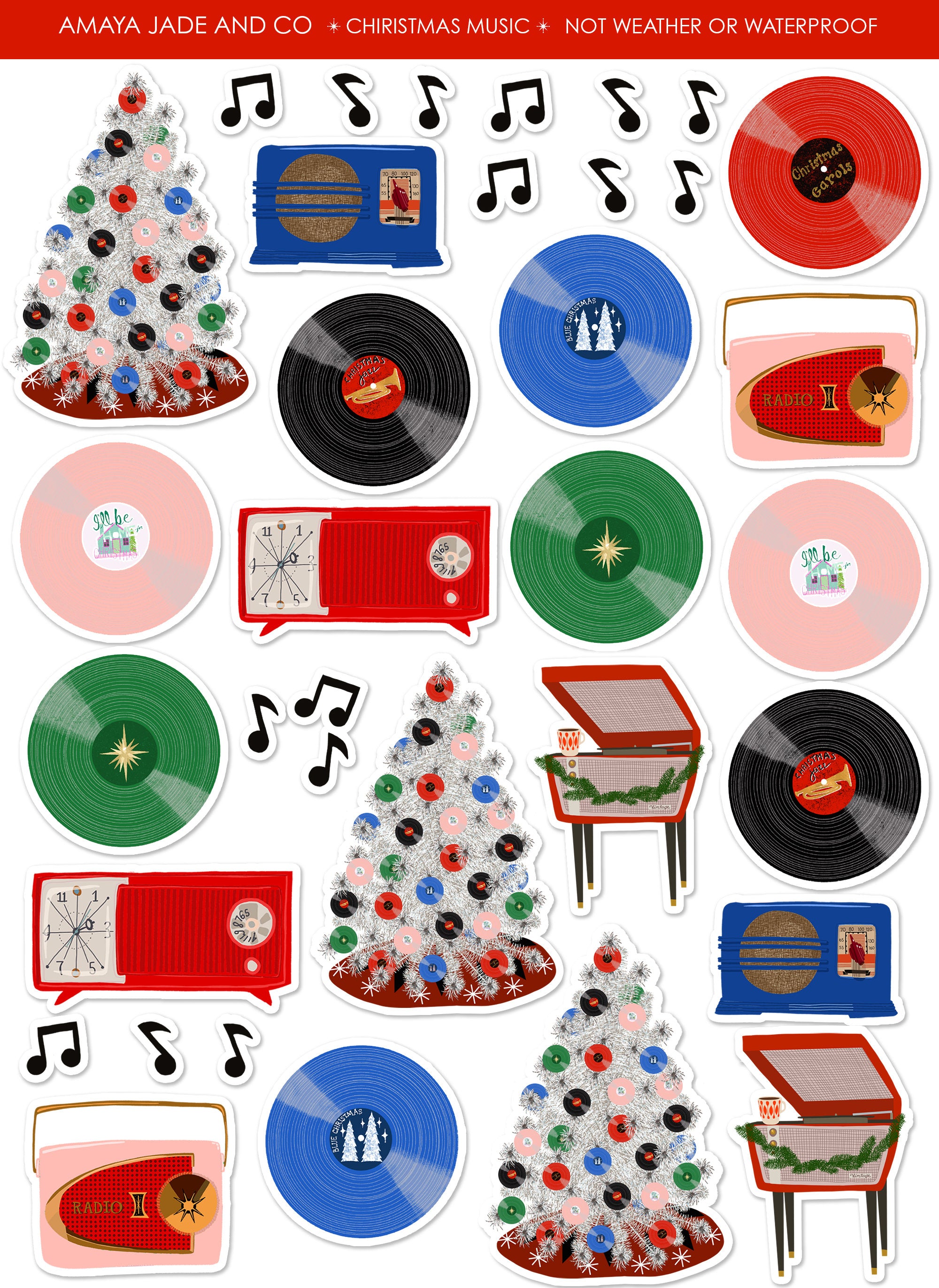 Christmas Music Art Sticker Set – Amaya Jade and Co